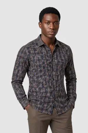 GARNET Ulric Regular-fit Print Long-sleeve Button-down Shirt