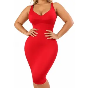 LECHERY® X Yahaira Shaping Triple Tummy Layer Bodycon Dress - Red