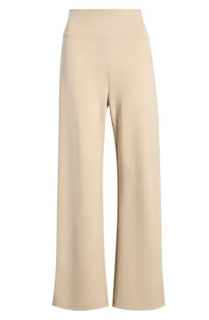 Anne Klein Wide Waistband High Waist Pull On Wide Leg Pants - Latte