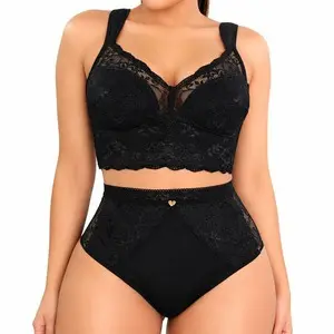 LECHERY® X Yahaira Lace Mid Waist Panty Double Tummy Layer Bottoms - Black