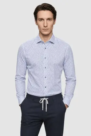 GARNET Muliana Regular-fit Print Long-sleeve Button-down Shirt