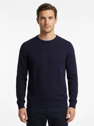 GARNET Barnaby Regular-fit Crewneck Sweater - Navy