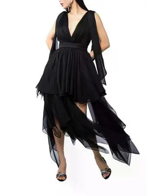 MONARH Asymmetrical Tiered Mini Dress