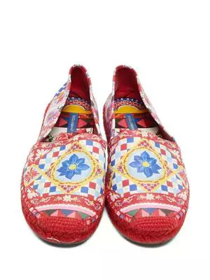 Dolce & Gabbana Majolica-print Leather Espadrilles