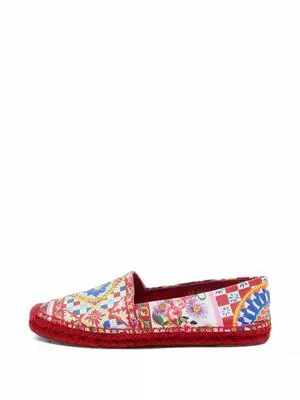 Dolce & Gabbana Majolica-print Leather Espadrilles