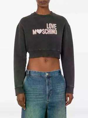 Moschino Printed Cotton Crop Sweatshirt