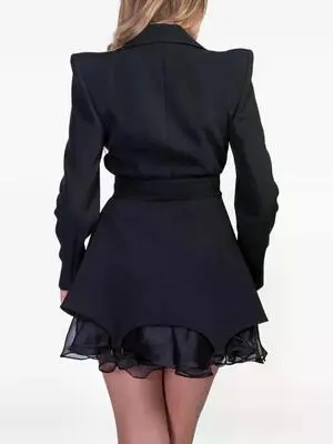 MONARH Ruffle-trim Bow-waist Blazer Mini Dress