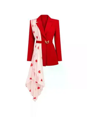 MONARH Heart-print Asymmetric Blazer - Red