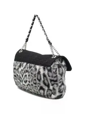 SECRET PON-PON Leopard-print Patch-detail Shoulder Bag - Grey