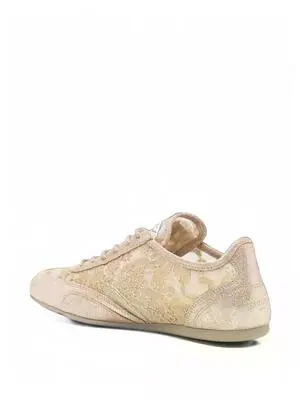 JIMMY CHOO Lace-panelled Metallic Sneakers