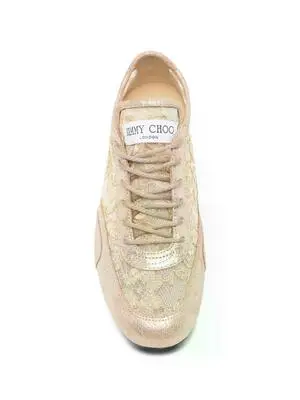 JIMMY CHOO Lace-panelled Metallic Sneakers