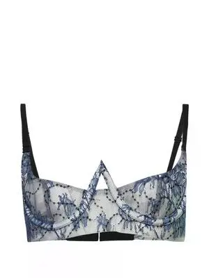 Natasha Zinko Sequin-embellished Lace-overlay Bra - White