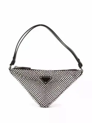 Prada Triangle Crystal-embellished Shoulder Bag - Silver