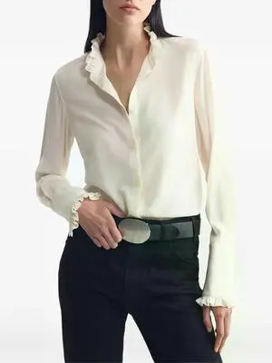 NILI LOTAN Elio Ruffle-trimmed Silk Shirt