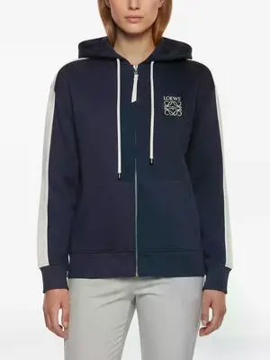 Loewe Anagram Side-stripe Hoodie - Blue