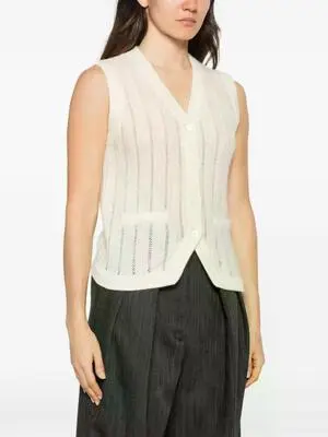 IVORY PARIS Bea Pointelle-knit V-neck Vest