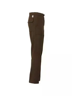WHITE SAND Belted Logo-patch Trousers