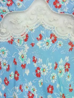 Miu Miu Floral-print Lace-trim Mini Dress