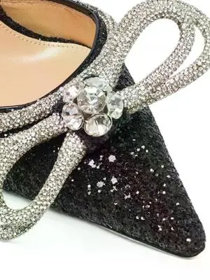 Mach & Mach Double Bow Ankle-strap Pumps
