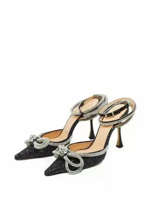 Mach & Mach Double Bow Ankle-strap Pumps