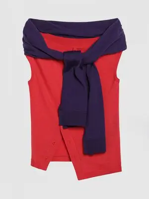 JW Anderson Asymmetrical Wool Top With Side Buttons And Dropped Shoulders - Red