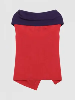 JW Anderson Asymmetrical Wool Top With Side Buttons And Dropped Shoulders - Red