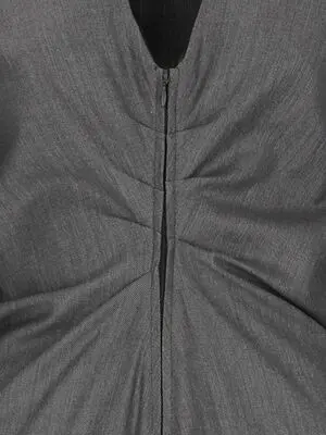 MAISON MARGIELA V-neck Midi Dress In Wool And Cotton With Draped Waist