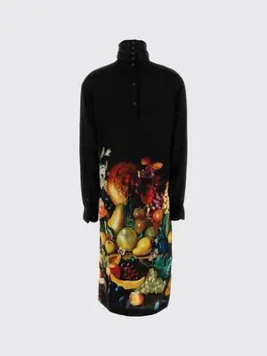 Dries Van Noten Fruit-print Silk Sheath Midi Dress With A High Neck