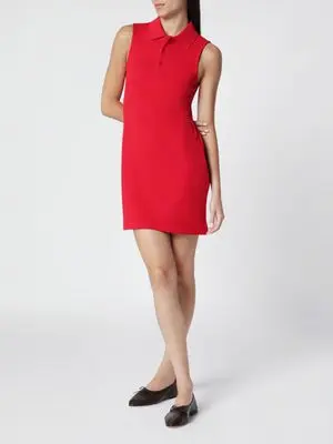 FLORE FLORE Sleeveless Organic Cotton Mini Polo Dress - Red