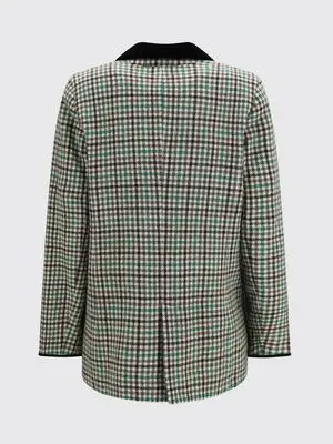 FORTE_FORTE Tartan Pattern Single-breasted Merino Wool Blazer