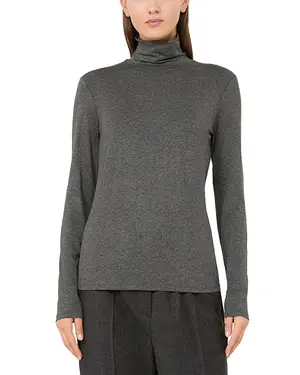 Max Mara Stretch Jersey Slim Fit Turtleneck - Dark Grey