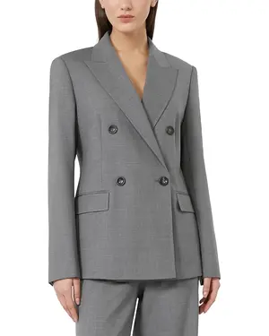 Max Mara Mstgioiosa Wool Blend Blazer - Medium Grey