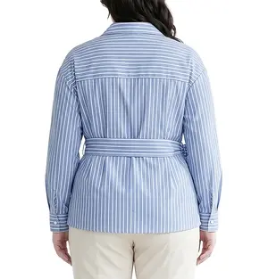 STANDARDS & PRACTICES Plus Wrap Style Printed Long Sleeve Top