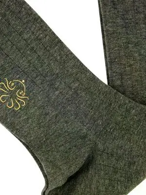 ALTO MILANO Ribbed-knit Logo-print Socks - Grey