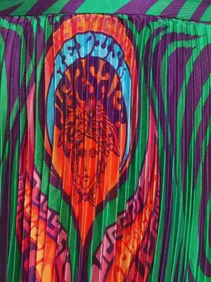 Versace Medusa Midi Print Plissé Skirt