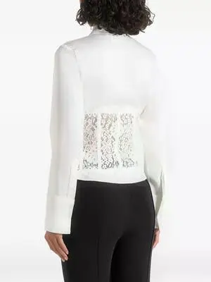 Manière De Voir Ethel In Ivory Satin Shirt With Lace Corset Panel