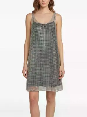 Prada Rhinestone Embellished Mesh Mini Dress