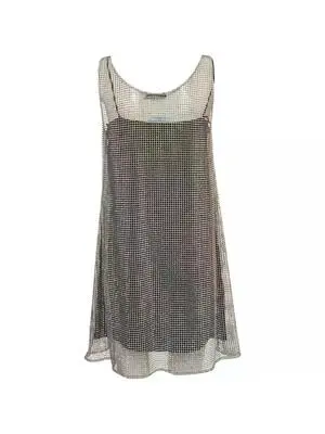 Prada Rhinestone Embellished Mesh Mini Dress