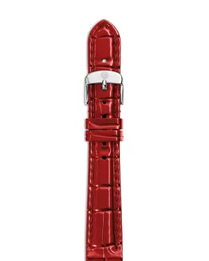 Michele Leather Watch Strap, 14mm - Ruby