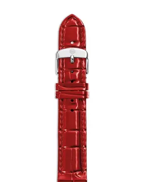 Michele Leather Watch Strap, 18mm - Ruby