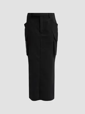 Rick Owens Firbanks Wool Pencil Midi Skirt