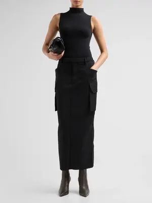 Rick Owens Firbanks Wool Pencil Midi Skirt