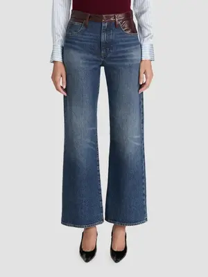 FRAME The Leather Contrast Swing Wide-leg Jeans