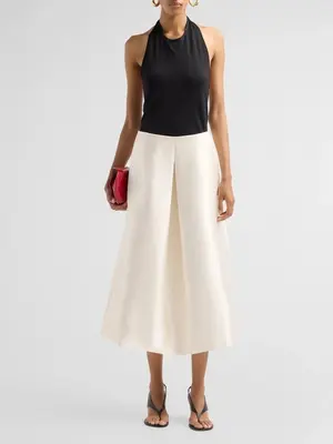Simkhai Vexa Pleat-front Twill Midi Skirt