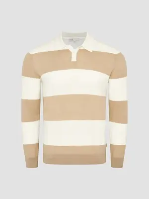 Onia Extra-fine Merino Wool Long-sleeve Polo Shirt - Sand Egret
