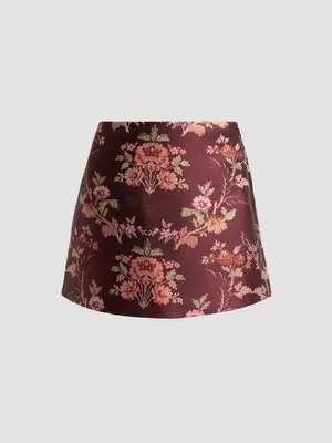 Cara Cara Chrissy Jacquard Mini Skirt - Trellis Jacquard Maroon