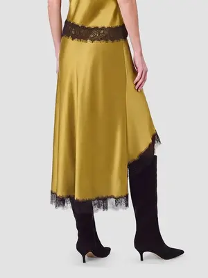 NICHOLAS THE LABEL London Satin Lace-trim Asymmetric Skirt