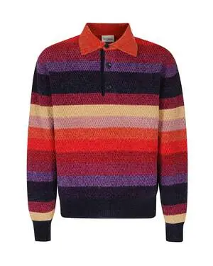 Drole De Monsieur Striped Knit Polo Sweater - Multicolor
