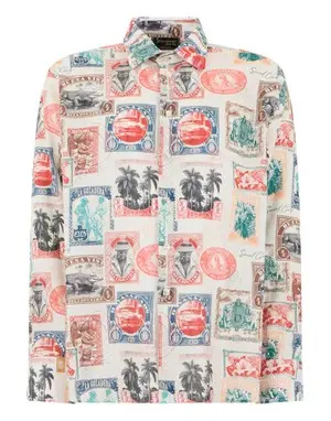 BILLIONAIRE Printed Linen Shirt Stamps