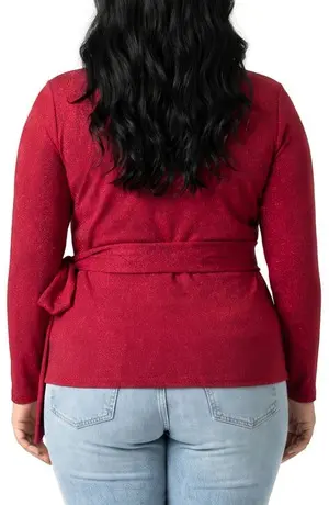 Karen Kane Crossover Side Tie Metallic Knit Top